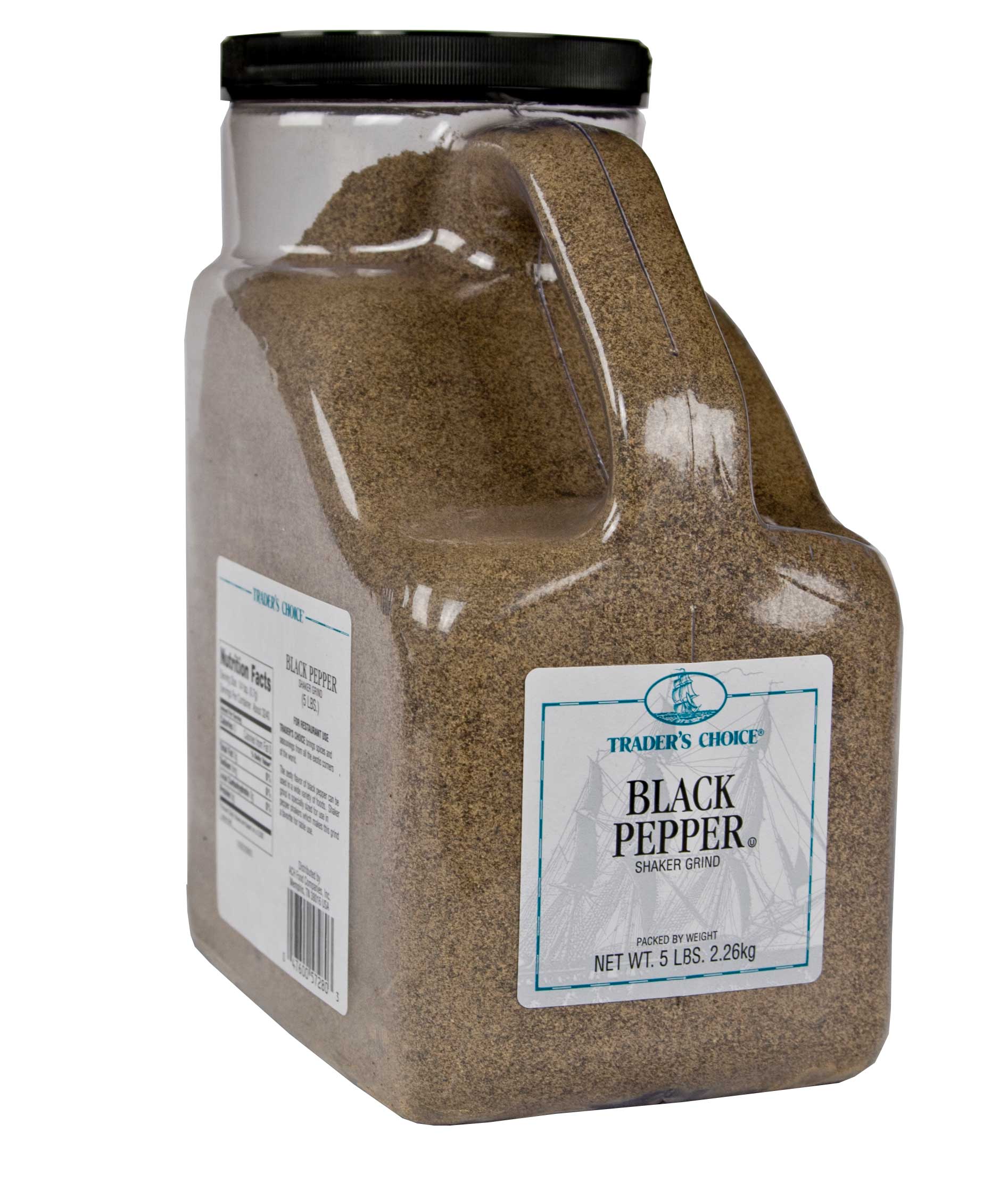 Traders Choice Shaker Grind Black Pepper - 5 lb. container, 1 per case