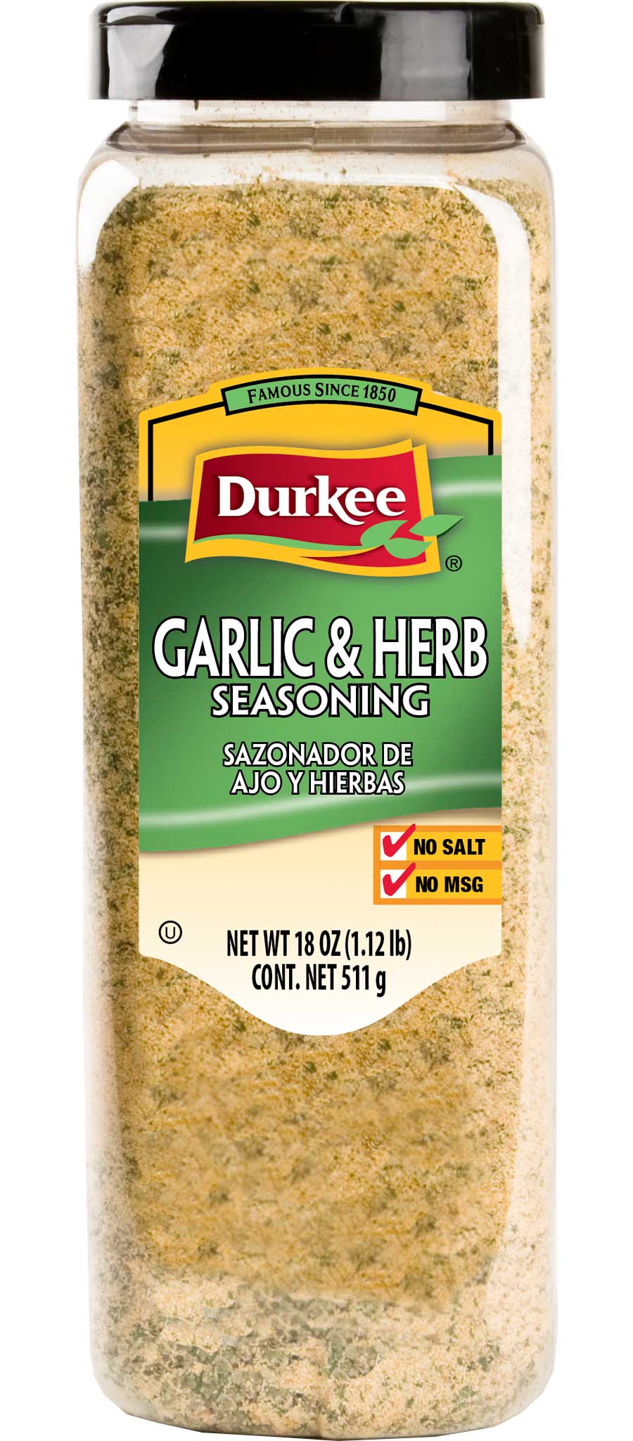 Durkee Garlic & Herb Salt-Free Seasoning - 18 oz. container, 6 per case