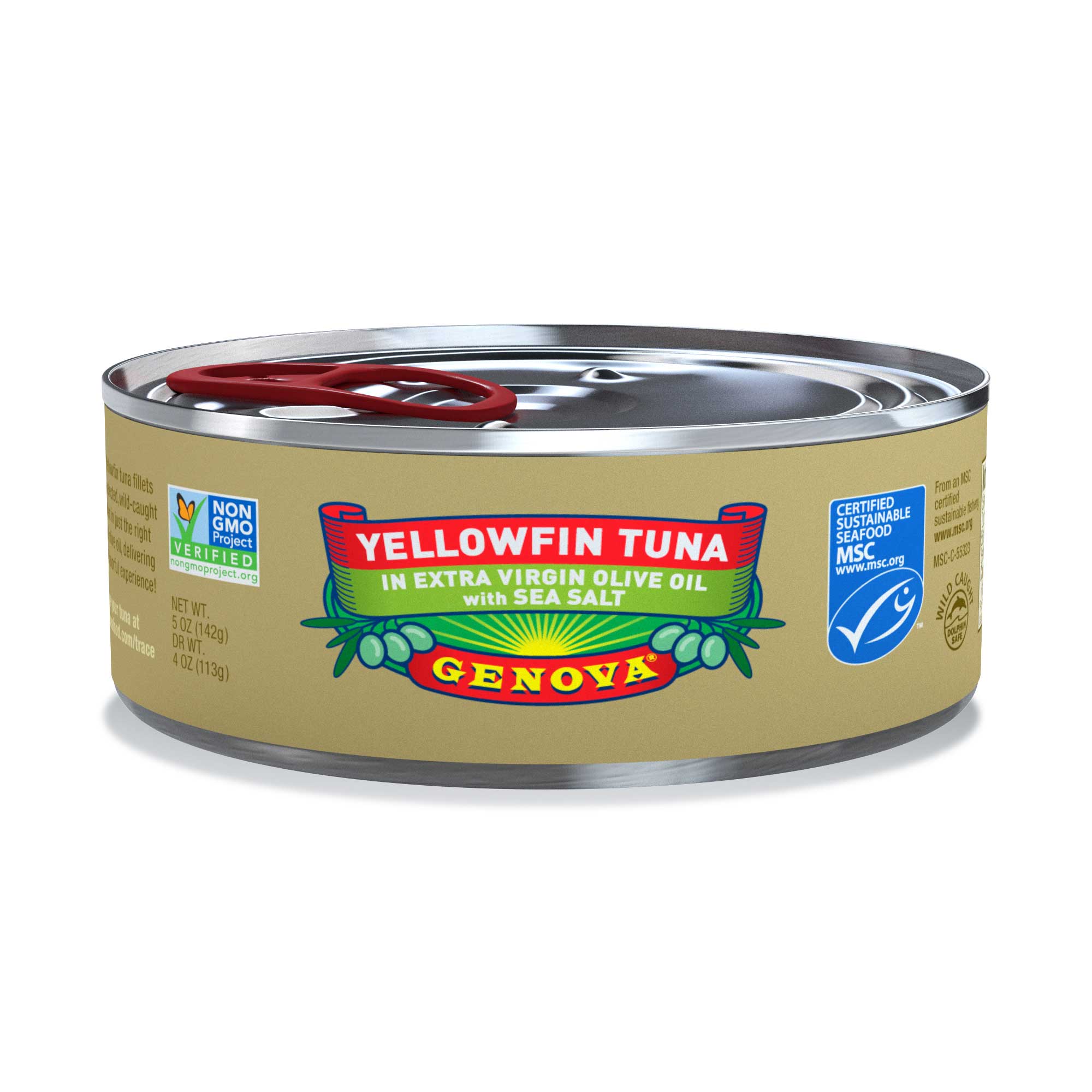 Genova Yellowfin Tuna in Extra Virgin Olive Oil and Sea Salt, 5 Ounce ...