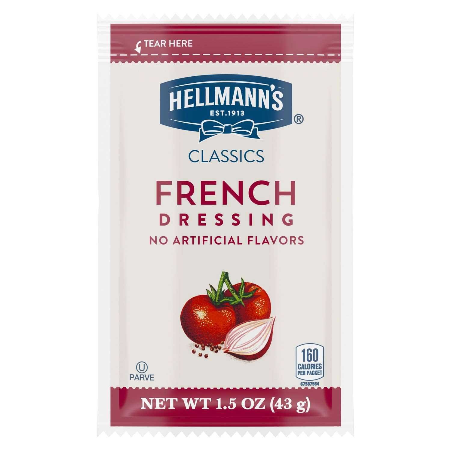 Hellmanns Classics Salad Dressing Portion Control Sachets French, 1.5 ...
