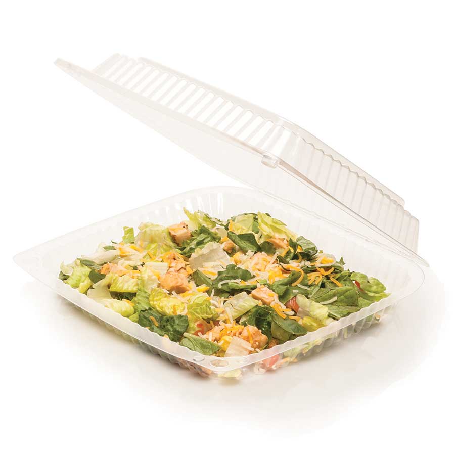 Par Pak Plastic 1 Compartment Hinged Lid Carryout Container, 8.81 x 7. ...