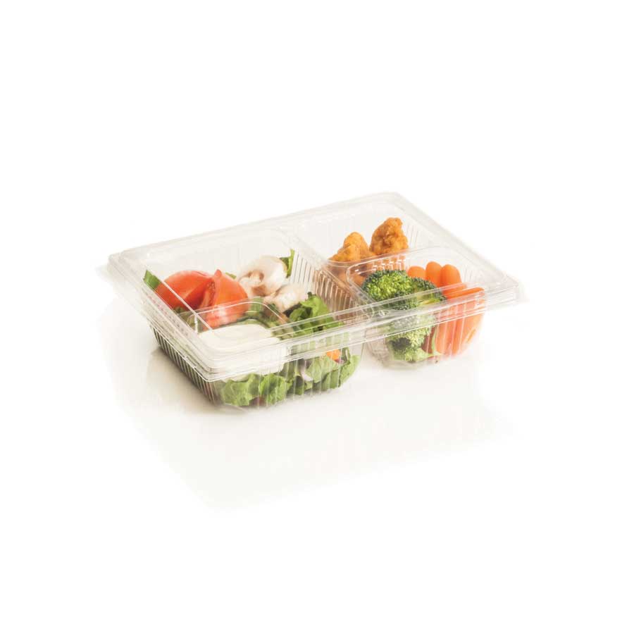 Par Pak Plastic Clear Flat 3 Compartment Food Tray Lid Only, 8.84 x 6. ...