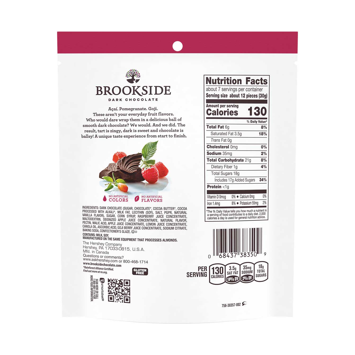 Brookside Goji Raspberry Dark Chocolate, 7 Ounce -- 8 per case