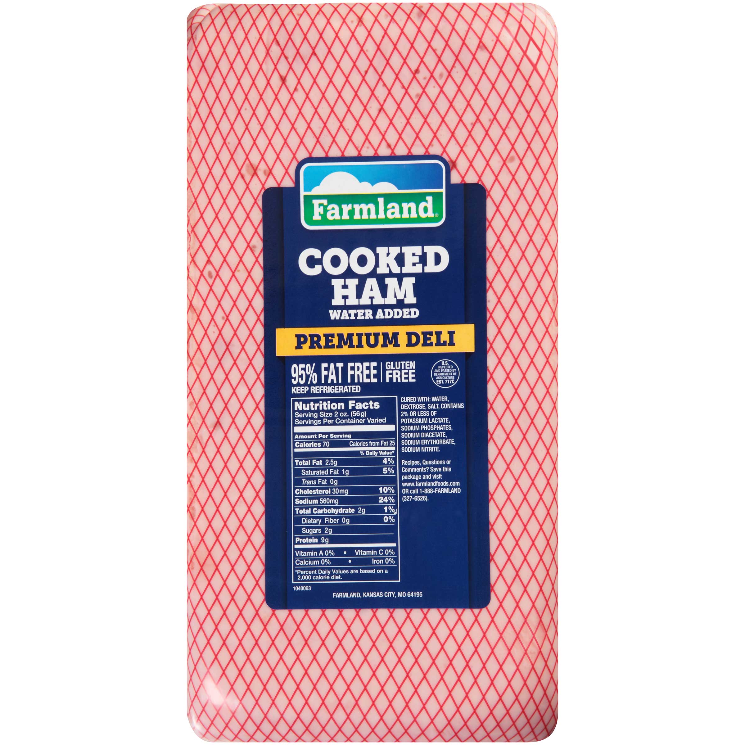 Farmland Water Added Premium Deli Cooked Ham, 4 x 6 inch -- 2 per case.