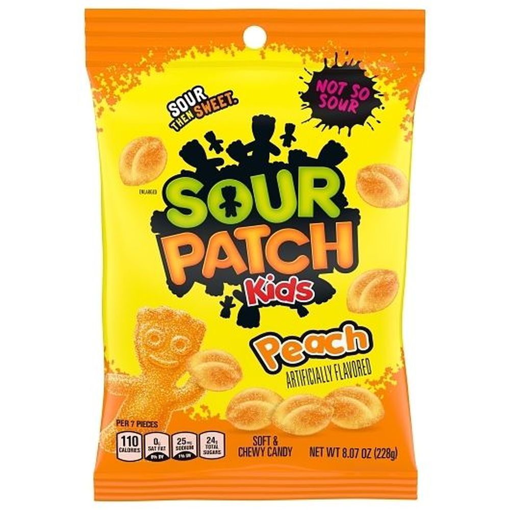 Sour Patch Kids Peach Soft and Chewy Candy - Peg Bag, 8.07 Ounce -- 8 ...
