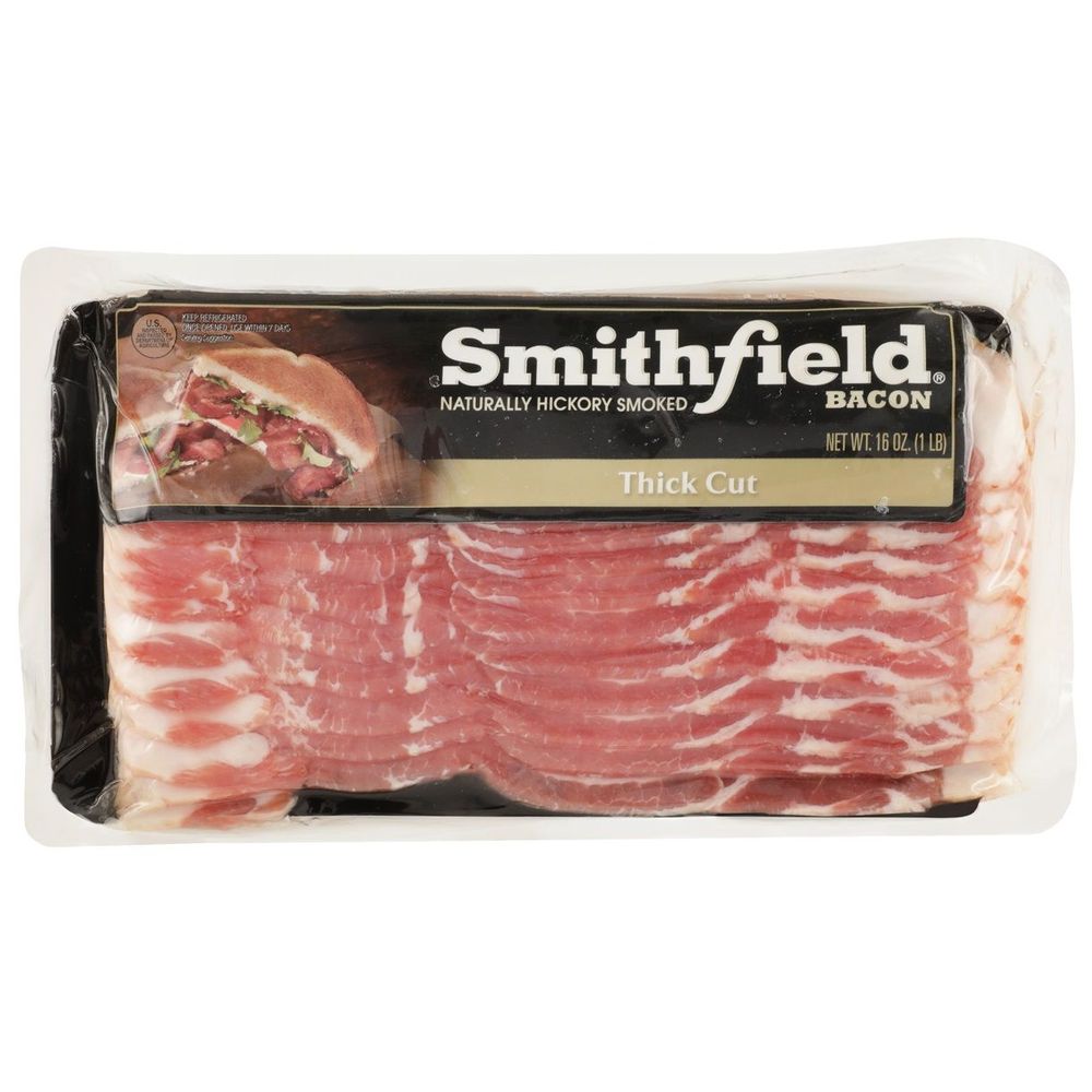 Smithfield Naturally Hickory Smoked Thick Cut Bacon, 16 Ounce -- 24 per ...