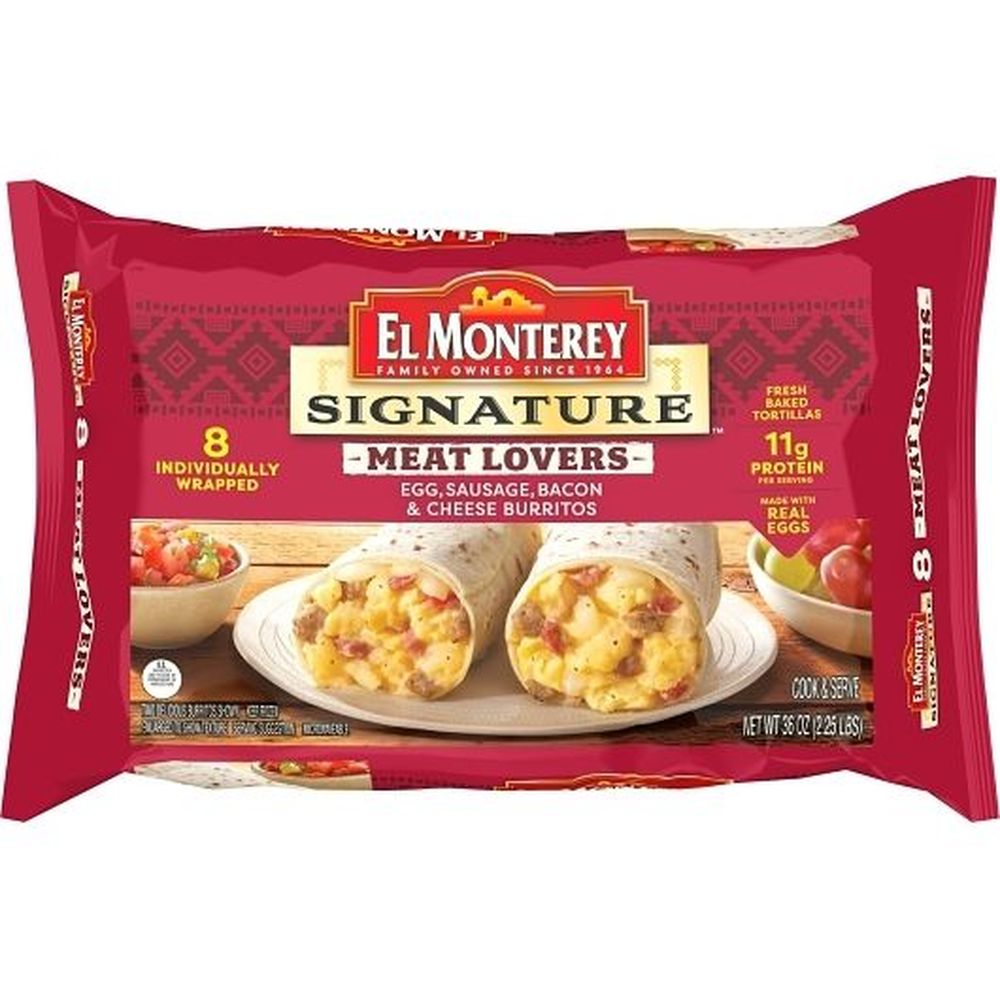 El Monterey Meat Lovers Breakfast Burritos, 36 Ounce -- 6 per case
