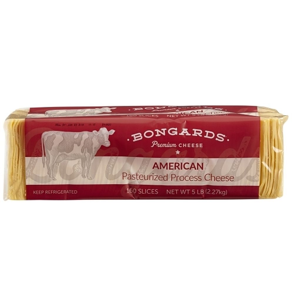 Bongards Yellow Pasteurized Process Vertical American Cheese Slice, 5 Pound -- 4 per case