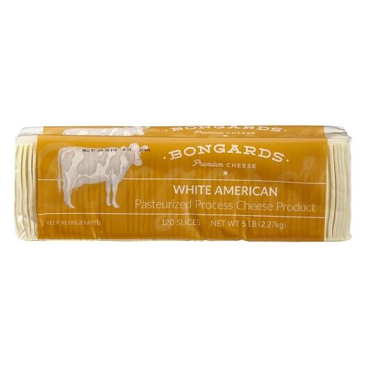 Bongards White Processed American Cheese Slice, 5 Pound -- 4 per case