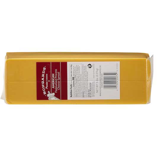 Bongards Yellow Processed American Cheese Spread, 5 Pound -- 6 per case