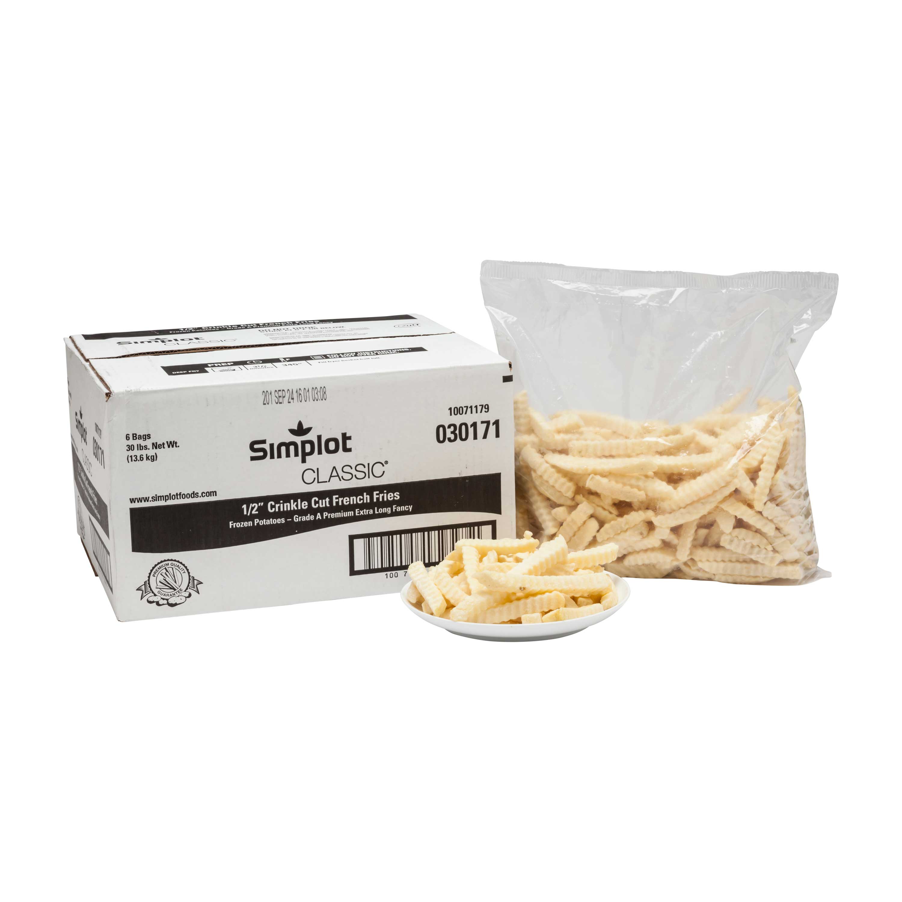 Simplot Classic 1/2 Inch Crinkle Cut Potato Fries, 5 Pound -- 6 per case.
