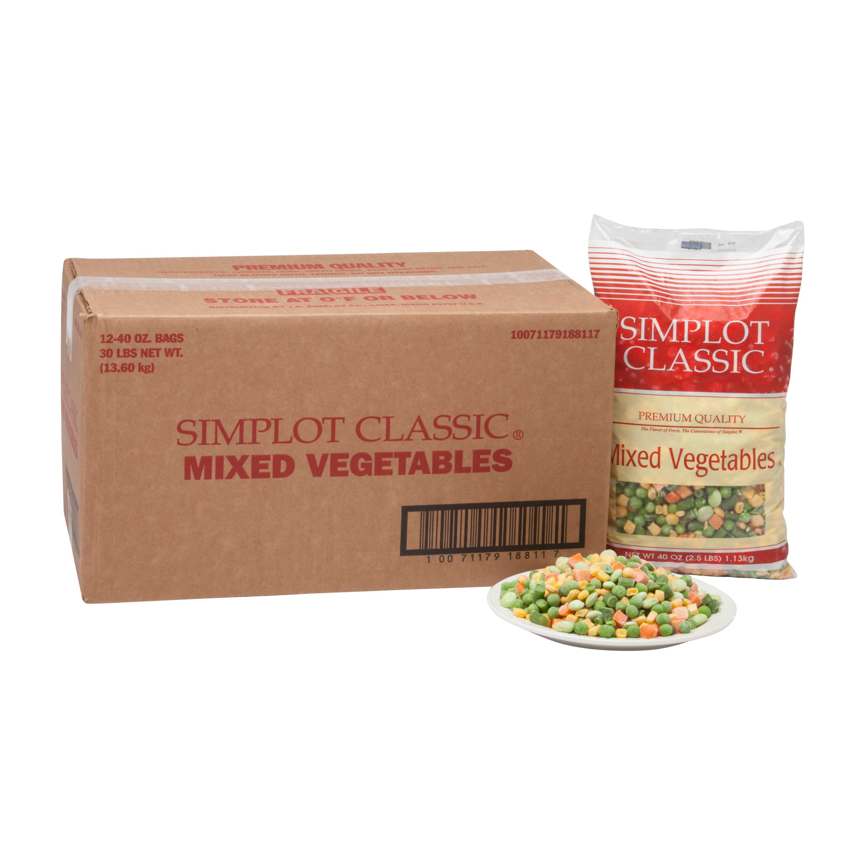 Simplot 5 Way Mixed Vegetable Blend - 40 oz. package, 12 per case