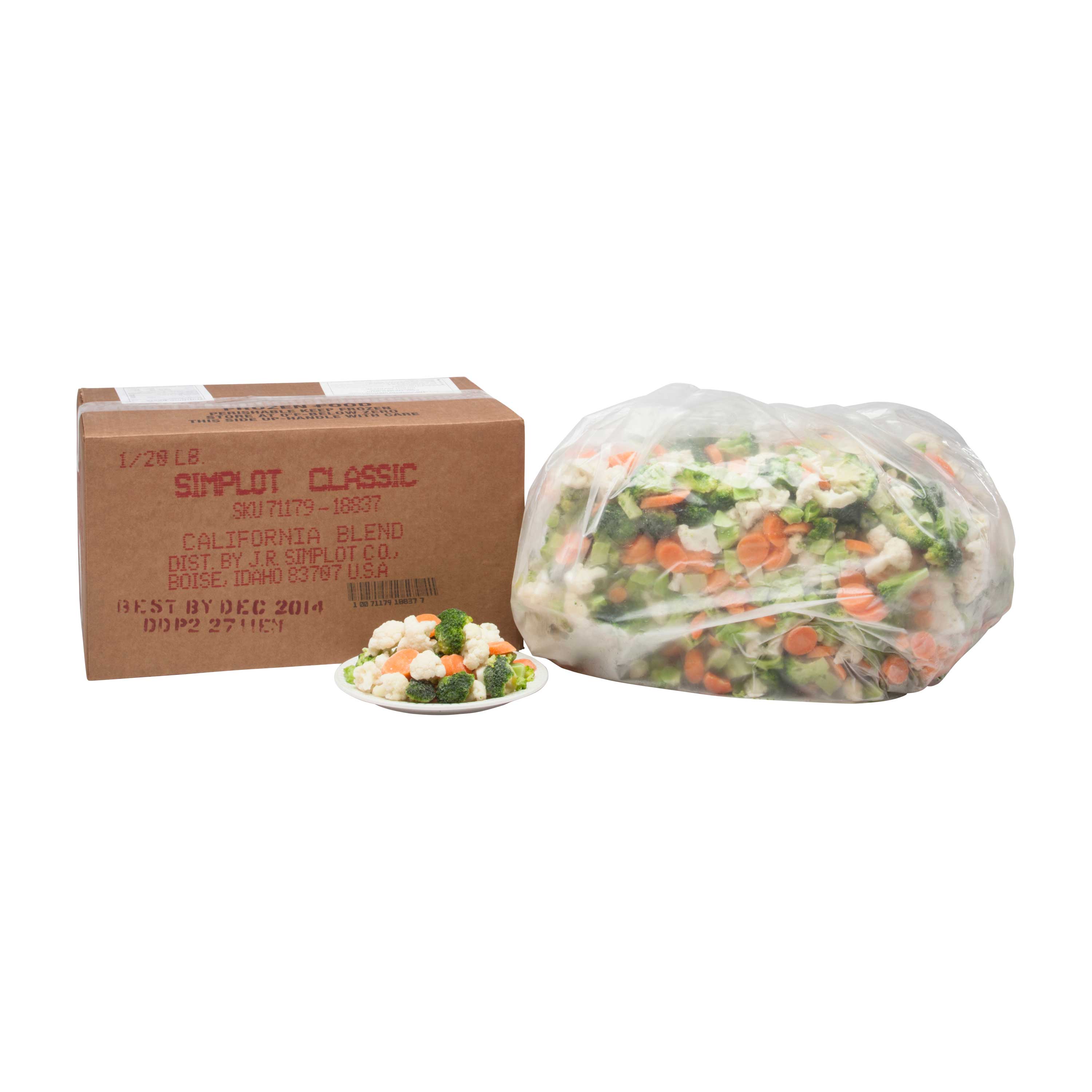 Simplot California Vegetable Blend - 20 lb. package, 1 package each