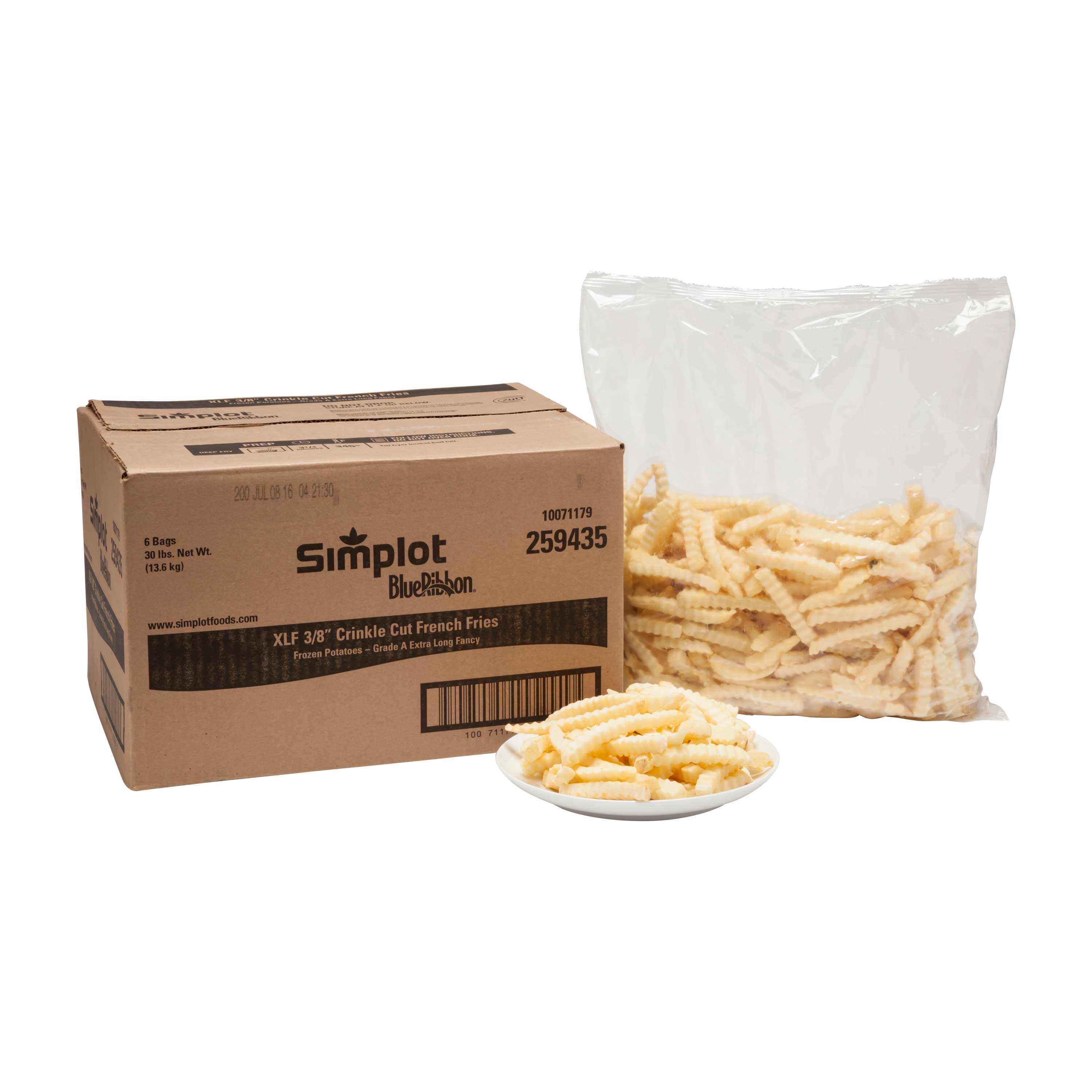 Simplot Blue Ribbon 3/8 inch Crinkle Cut Potato Fries, 6 Pound -- 6 per ...