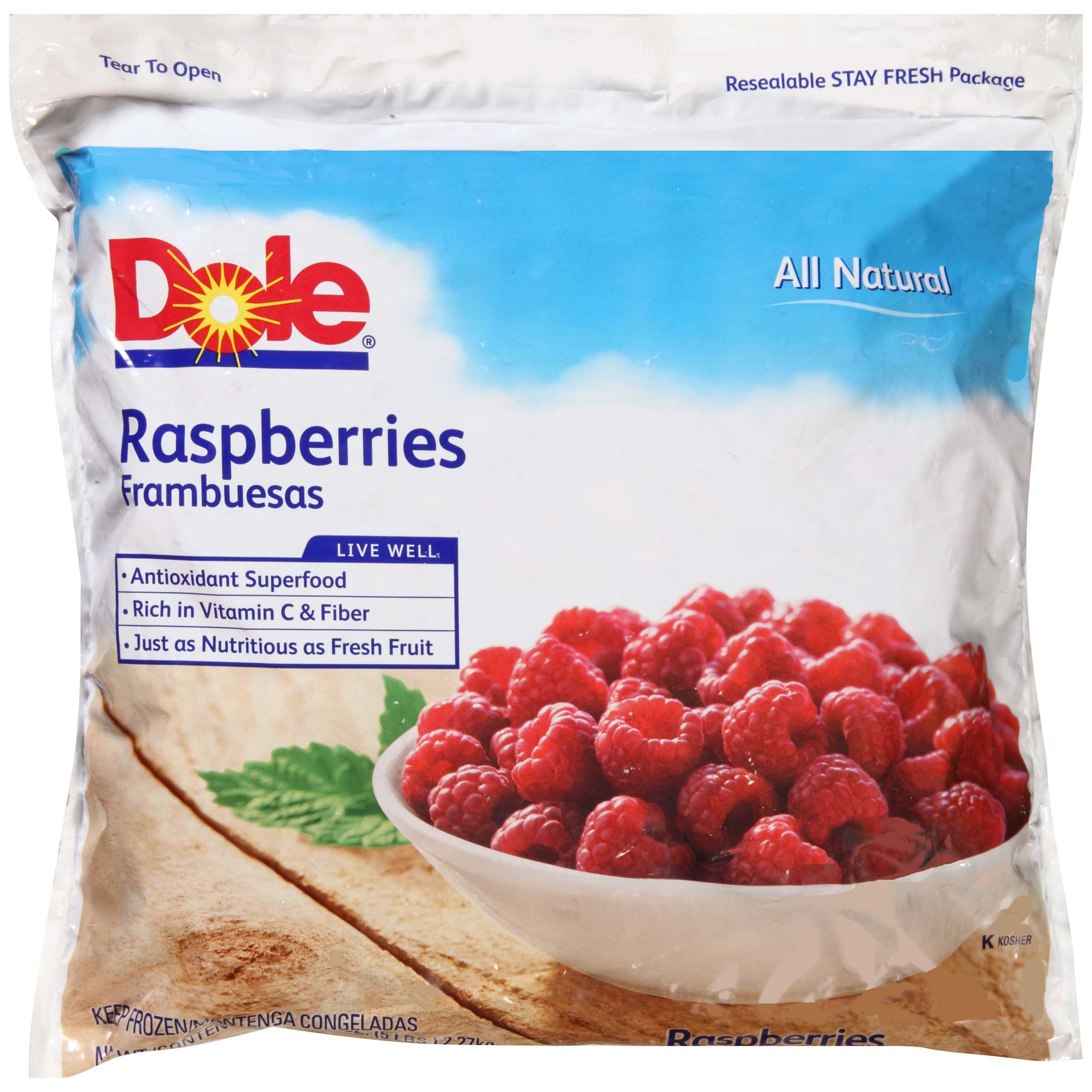 Dole Individual Quick Frozen Raspberry, 5 Pound -- 2 per case.