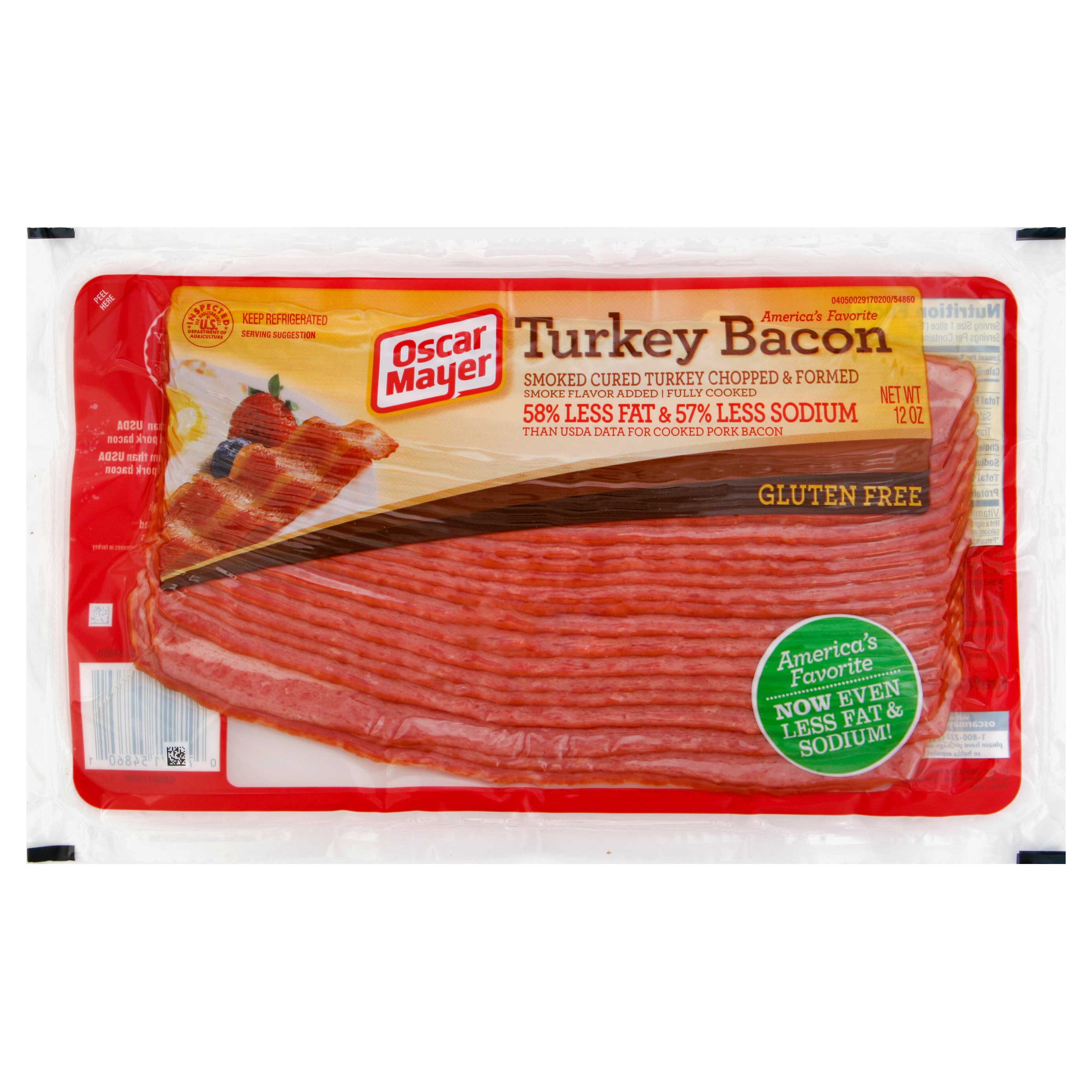 Kraft Oscar Mayer Louis Rich Sliced Turkey Bacon, 12 Ounce -- 16 per case.