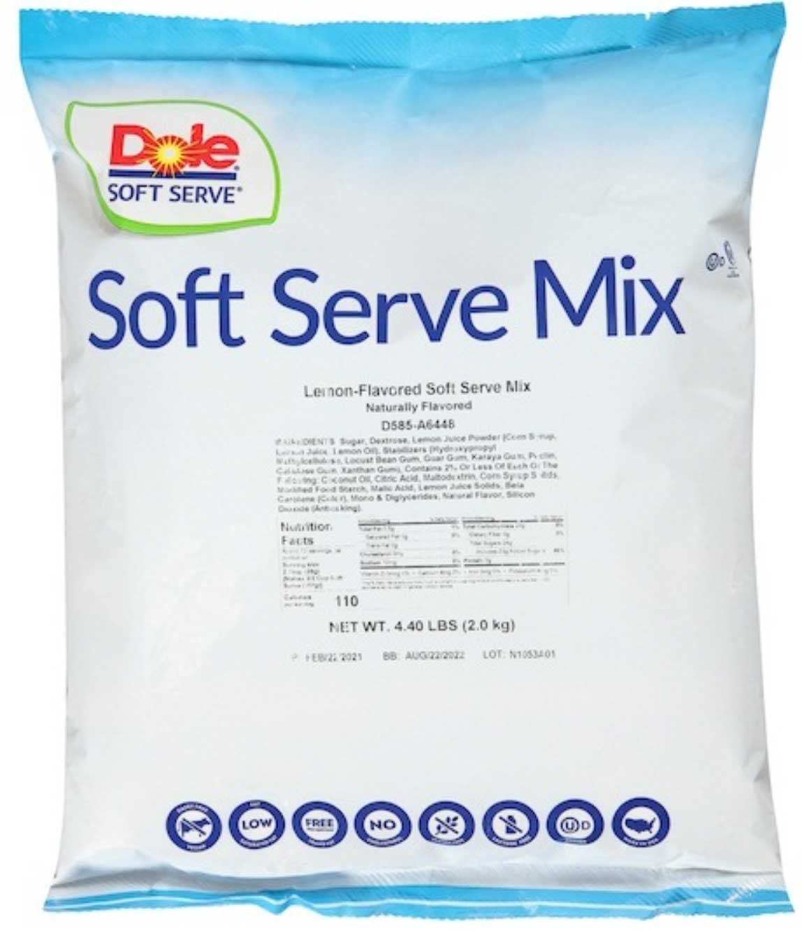Dole Lemon Naturally Flavored Soft Serve Mix, 4.4 Pound ...