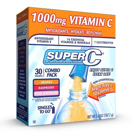 Super C Orange Raspberry Pink Lemonade Drink Mix - Singles To Go Combo ...