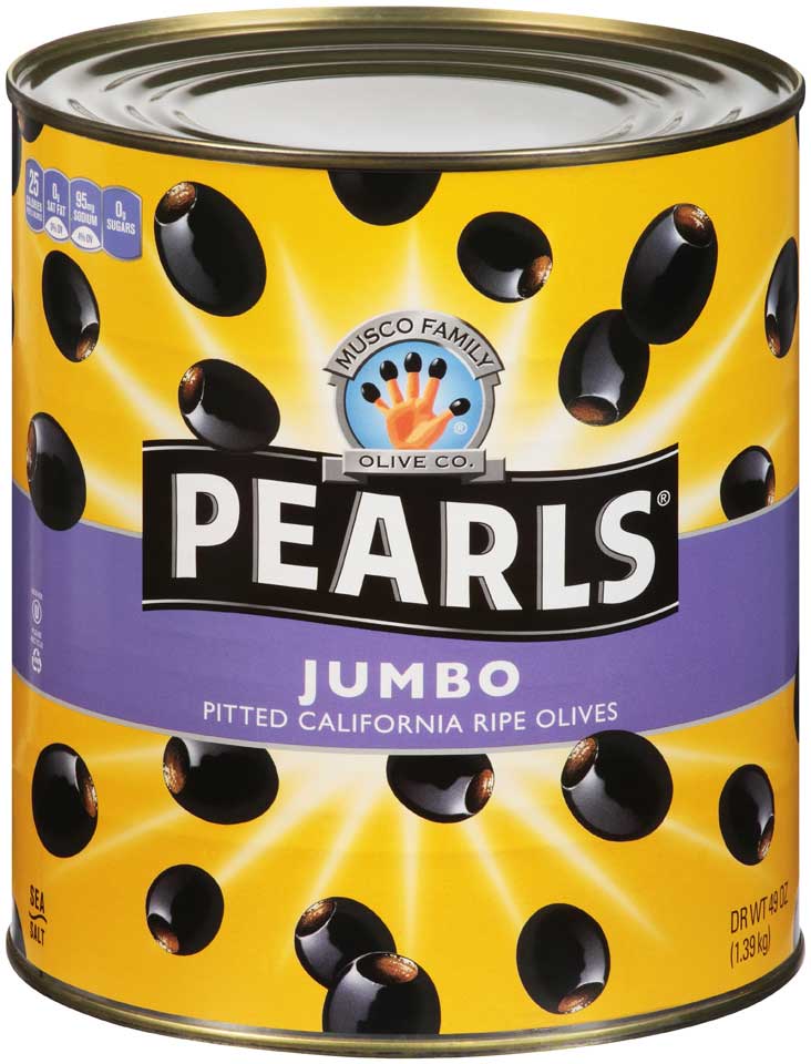 Pearls Jumbo Pitted Olives, 49 Ounce -- 6 per case.