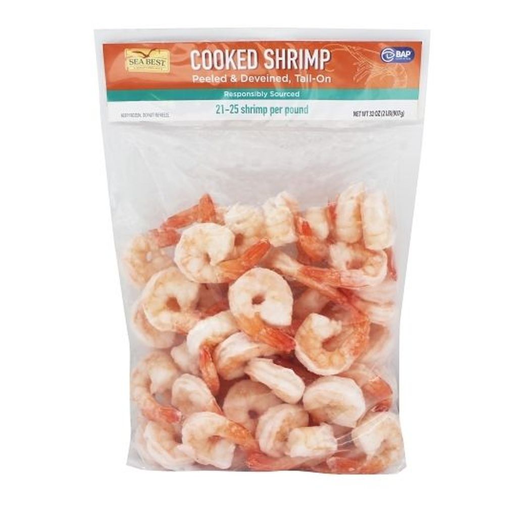 Sea Best 21 to 25 Count Cooked Peeled And Deveined Tail On Shrimp, 2 ...