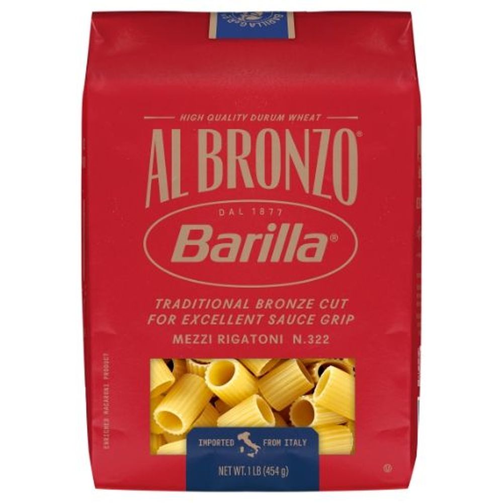 Barilla Al Bronzo Mezzi Rigatoni Pasta, 16 Ounce - 12 per case
