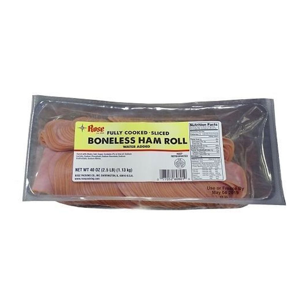 Rose Packing Fully Cooked Sliced Boneless Ham Roll, 2.5 Pound -- 4 per case