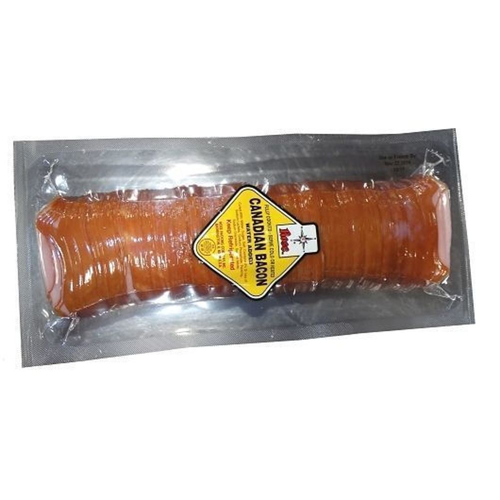 Rose Packing Fully Cooked Sliced Canadian Bacon, 3 Pound -- 4 per case