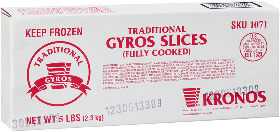 Kronos Fully Cooked Traditional Gyros Slices Case | FoodServiceDirect