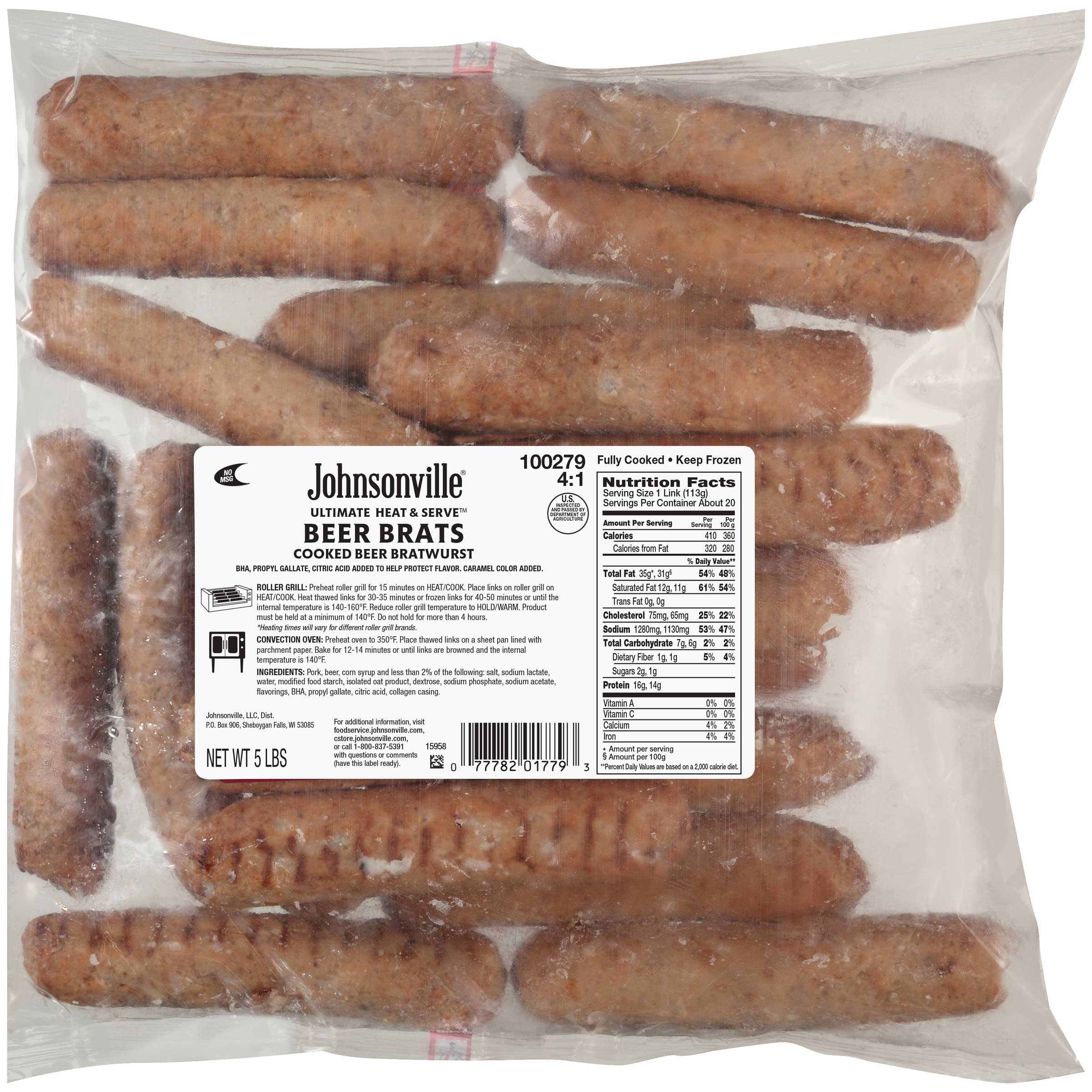Johnsonville Ultimate Beer Brat, 5 Pound -- 2 per case