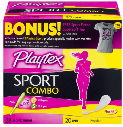 Playtex Sport Tampon and Liners - Combo Pack, 48 count per pack -- 8 ...