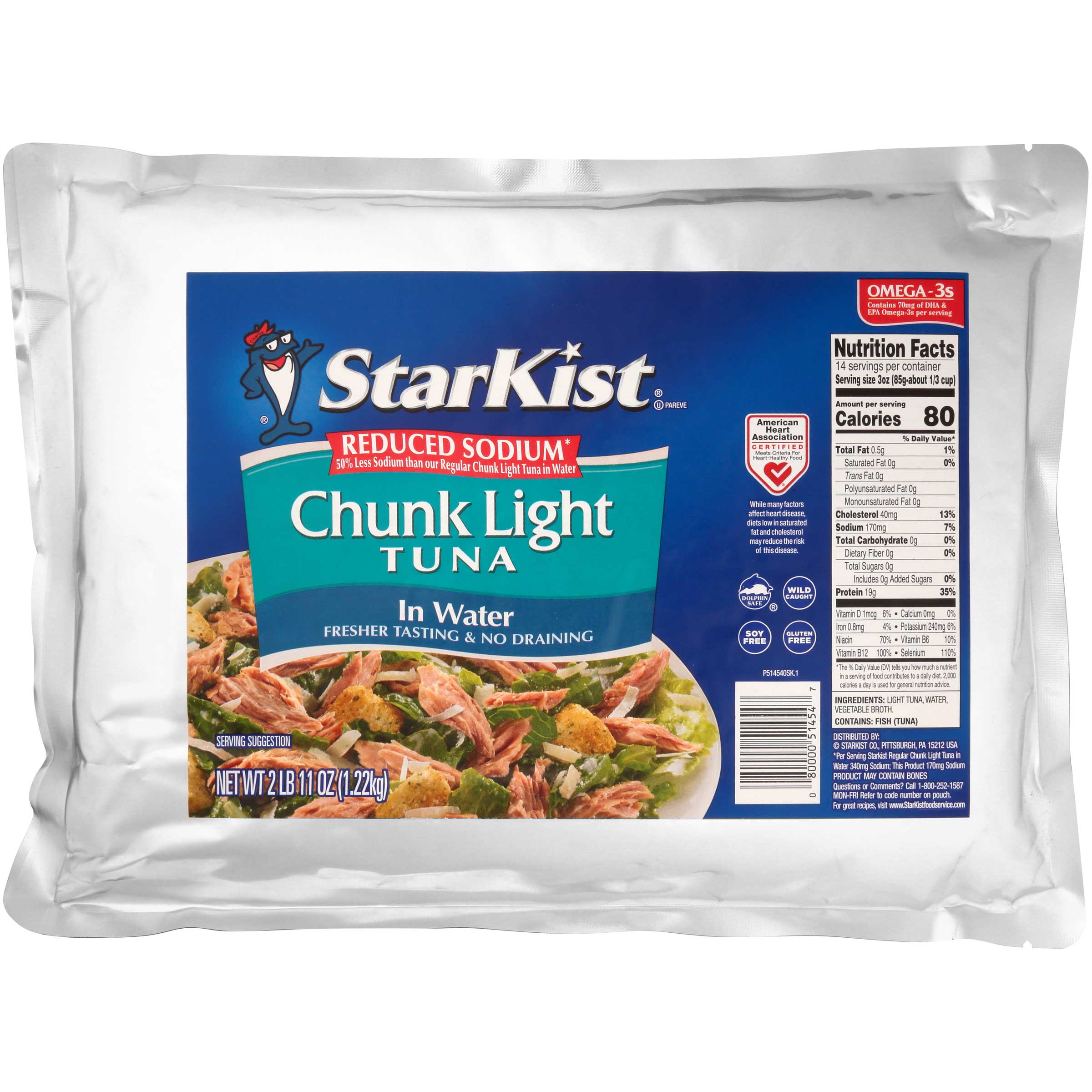 StarKist Low Sodium Chunk Light Tuna in Water, 43 Ounce -- 6 per case ...