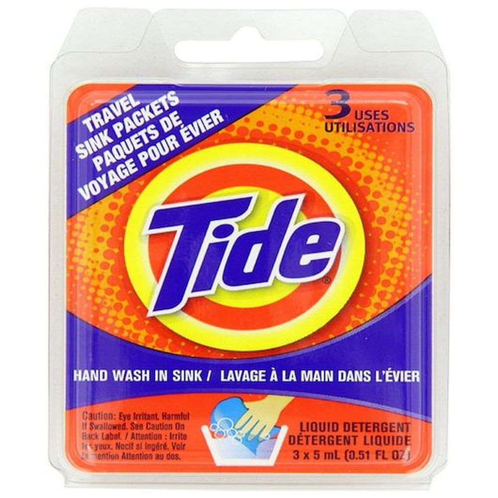 Tide Travel Sink Packets Liquid Laundry Detergent, 3 count -- 24 per case