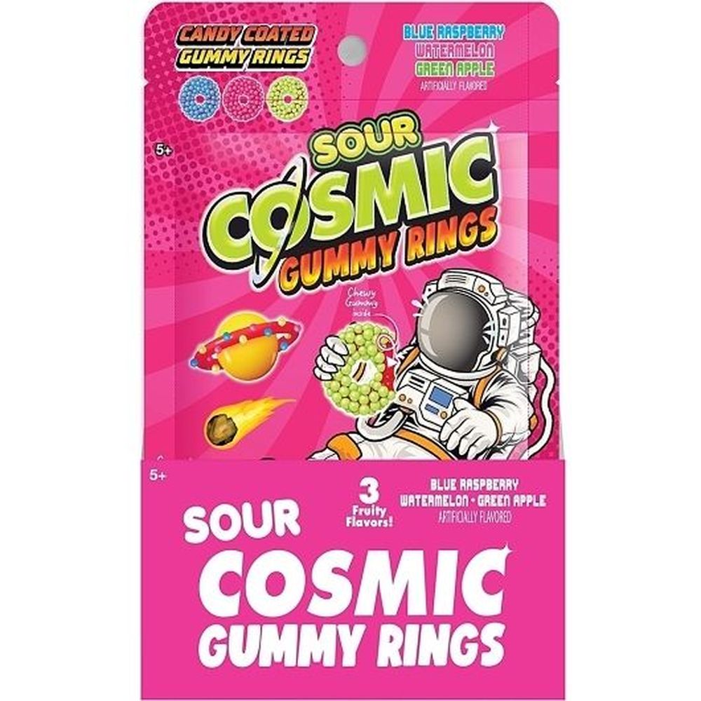 Hilco Cosmic Sour Candy-Coated Gummy Rings, 8 Ounce -- 24 per case