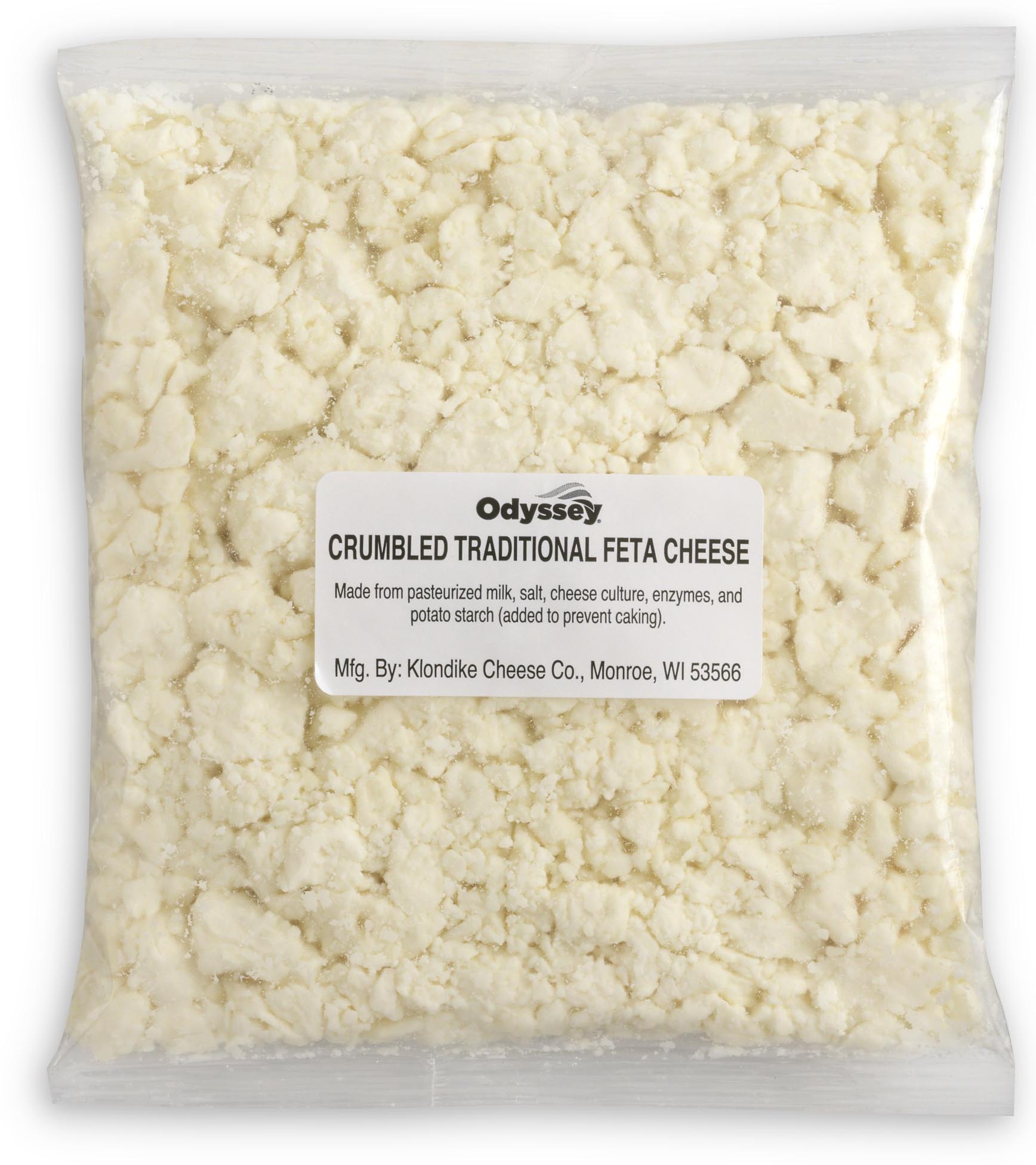 Odyssey Traditional Crumbled Feta Cheese, 8 Ounce Bag -- 10 per case