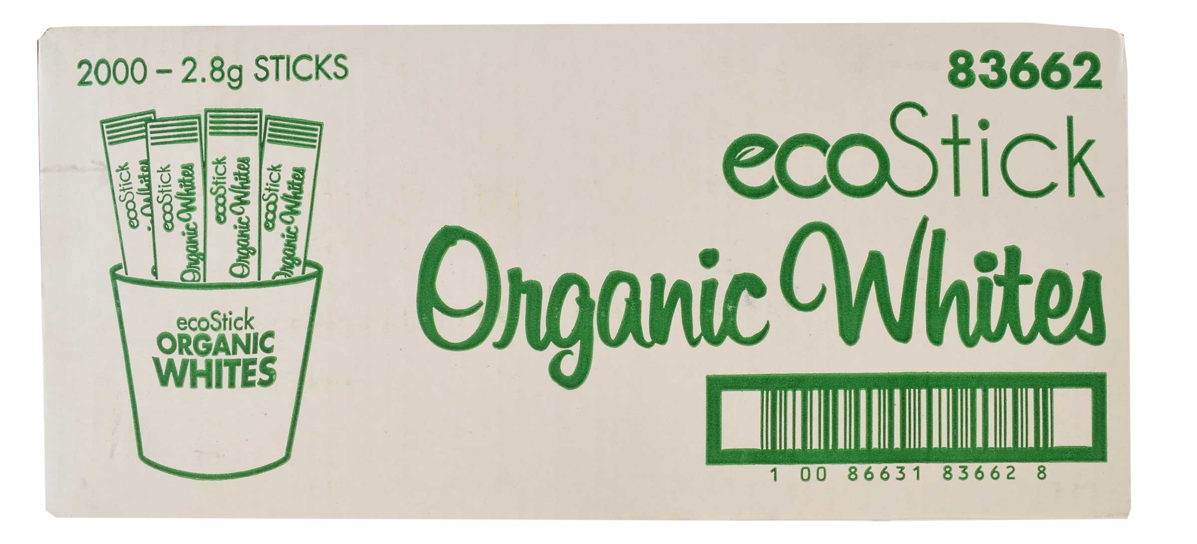 Ecostick Naturally White Single Serve Sugar Sticks, 2.8 Gram -- 2000 ...