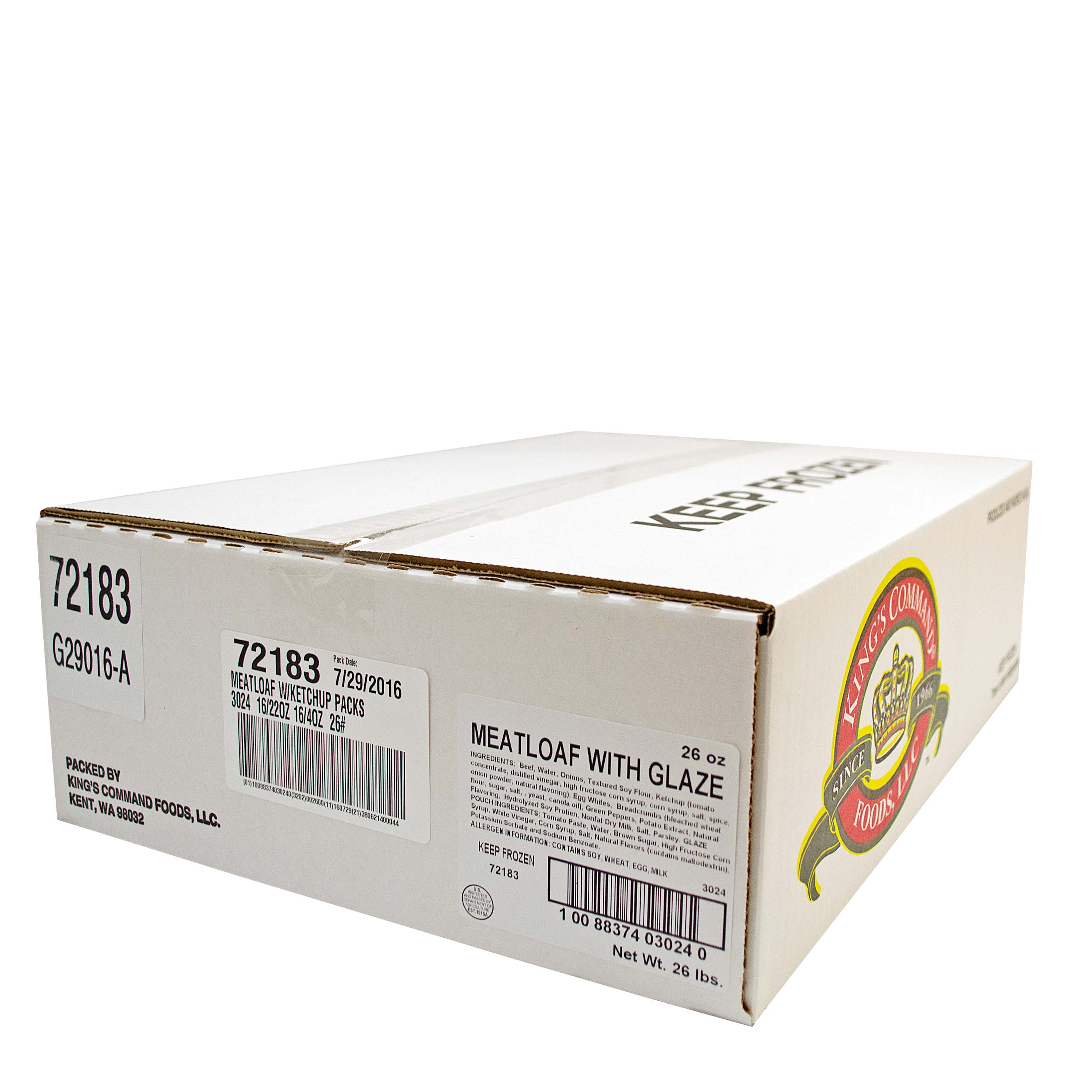 Kings Command Foods Fully Cooked Meatloaf with Glaze, 26 Ounce -- 16 ...