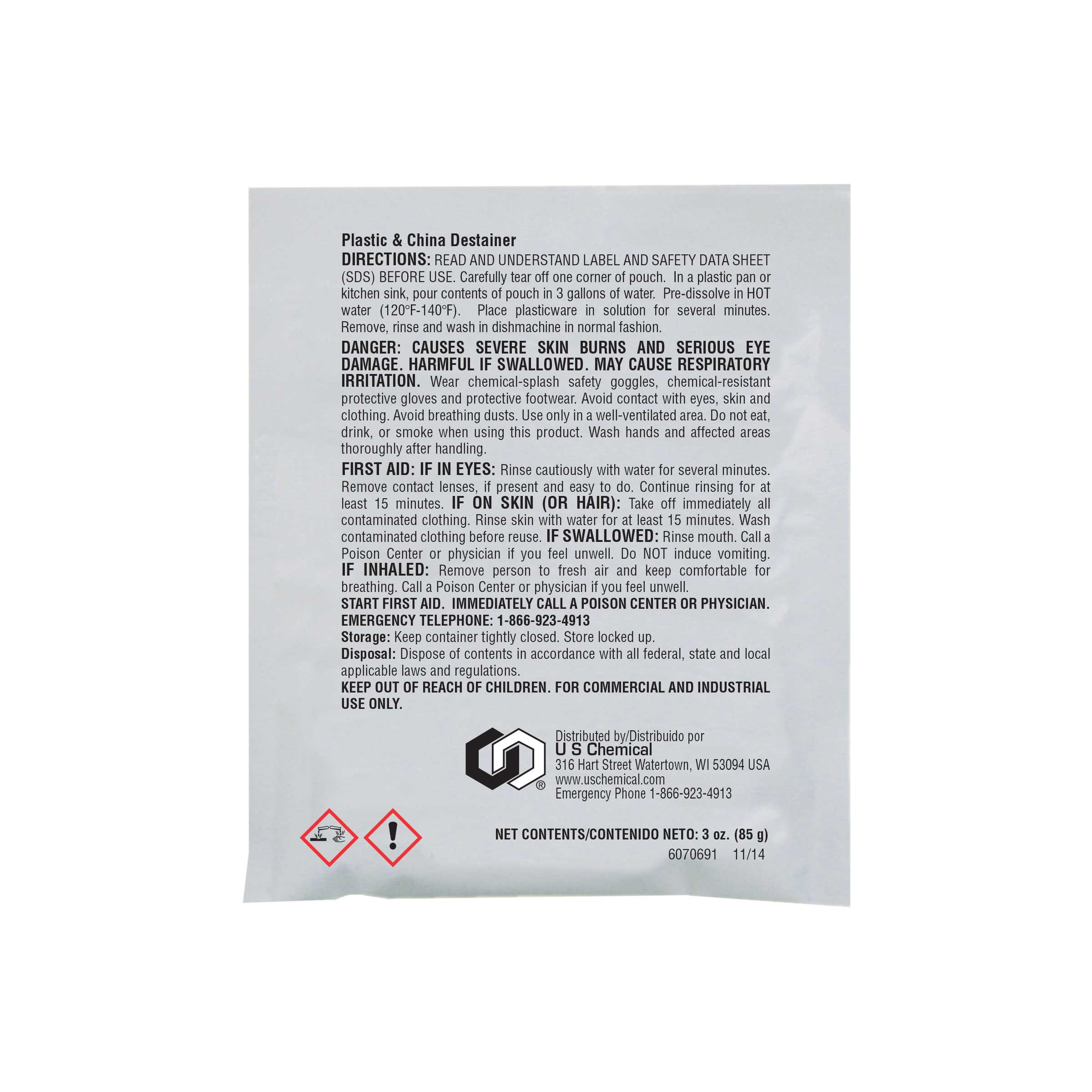US Chemical Dish-Dip Pre Soak Powder, 3 Ounce -- 72 per case.