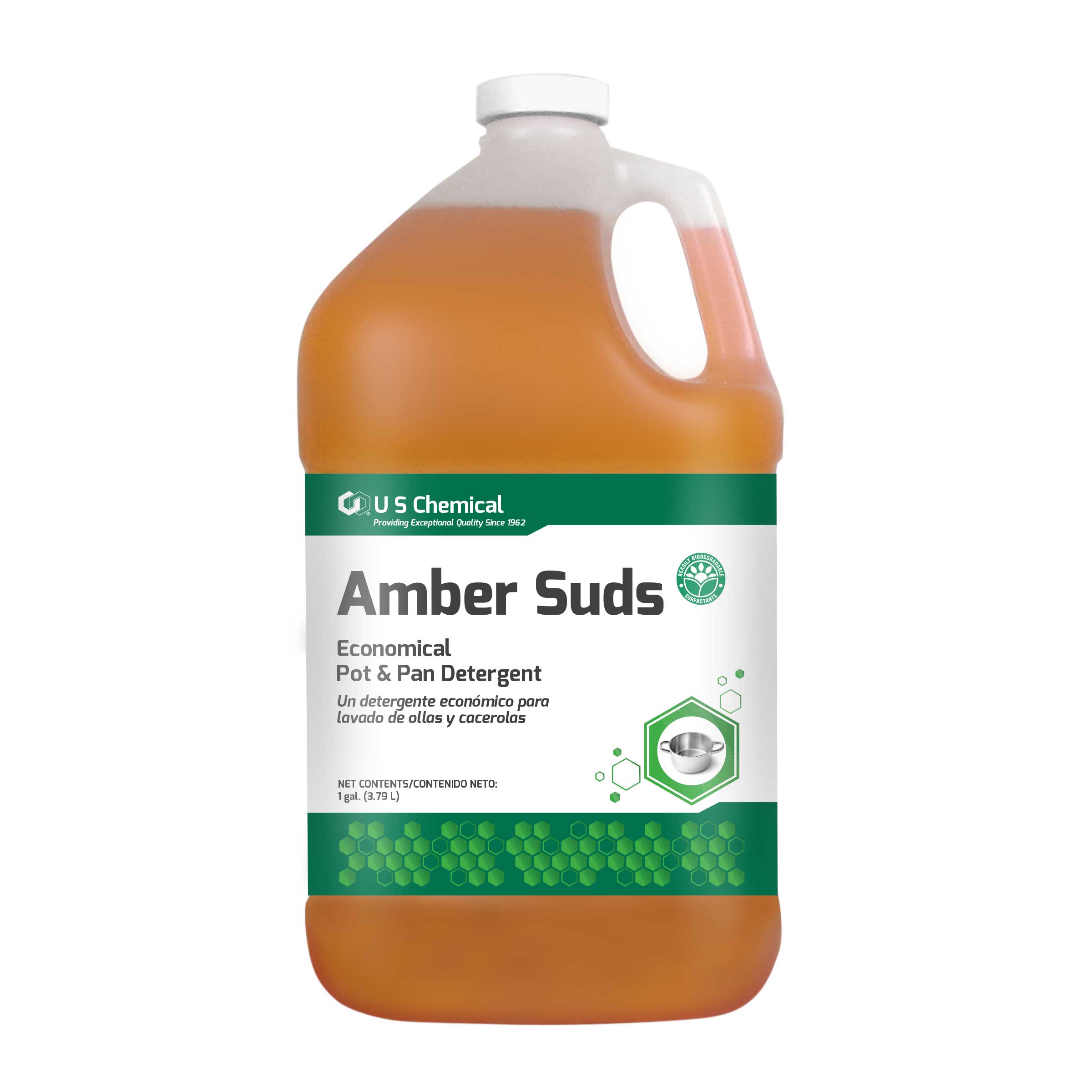 US Chemical Amber Suds Pot and Pan Detergent Liquid, 1 Gallon -- 4 per ...