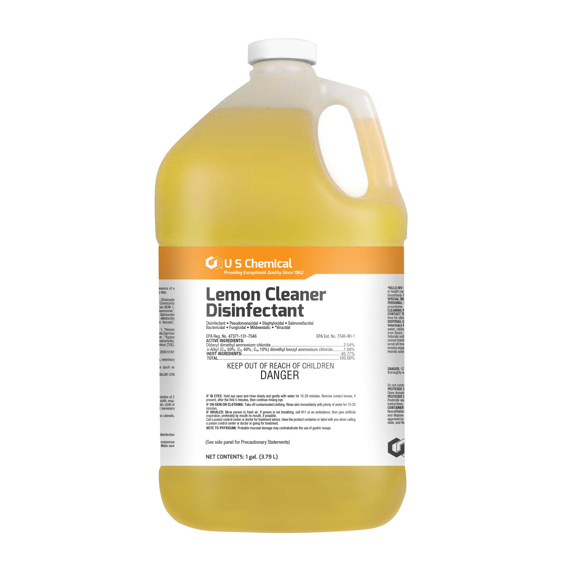 U S Chemical Lemon Disinfectant Cleaner, 1 Gallon -- 4 per case