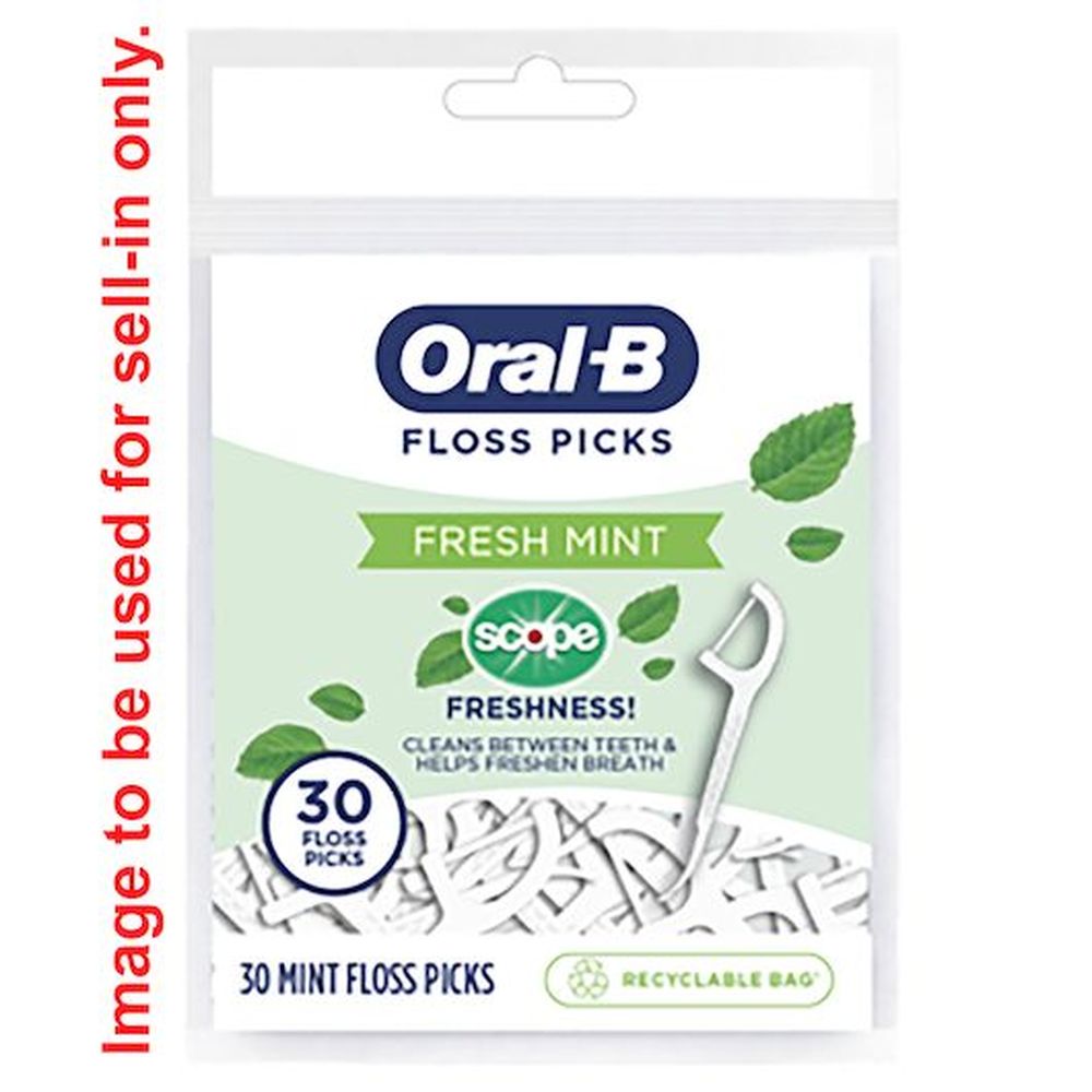 Oral-B Waxed Mint Floss Picks, 30 count -- 96 per case
