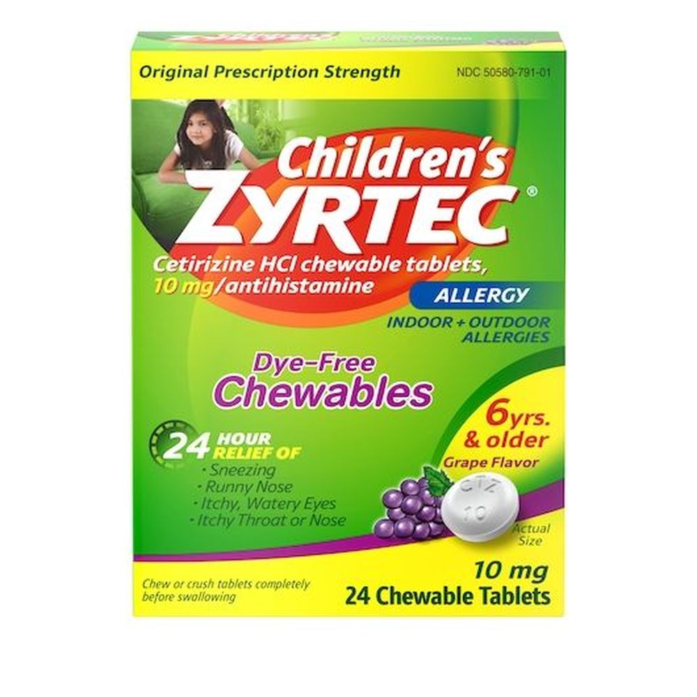 Zyrtec Allergy Medicine Chewable Tablets, 24 count -- 24 per case