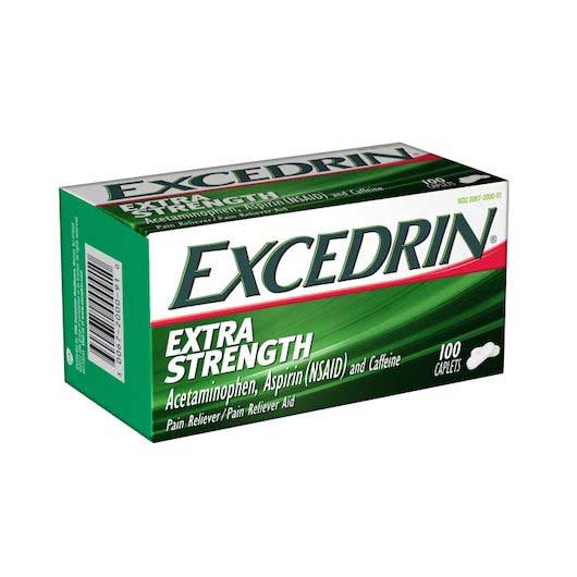 Excedrin Extra Strength Caplets - 100 count per pack -- 24 packs per ...