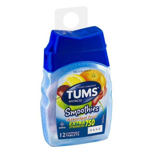 Tums Extra Strength 750 Smoothies Assorted Fruit Chewable Tablet - 12 ...