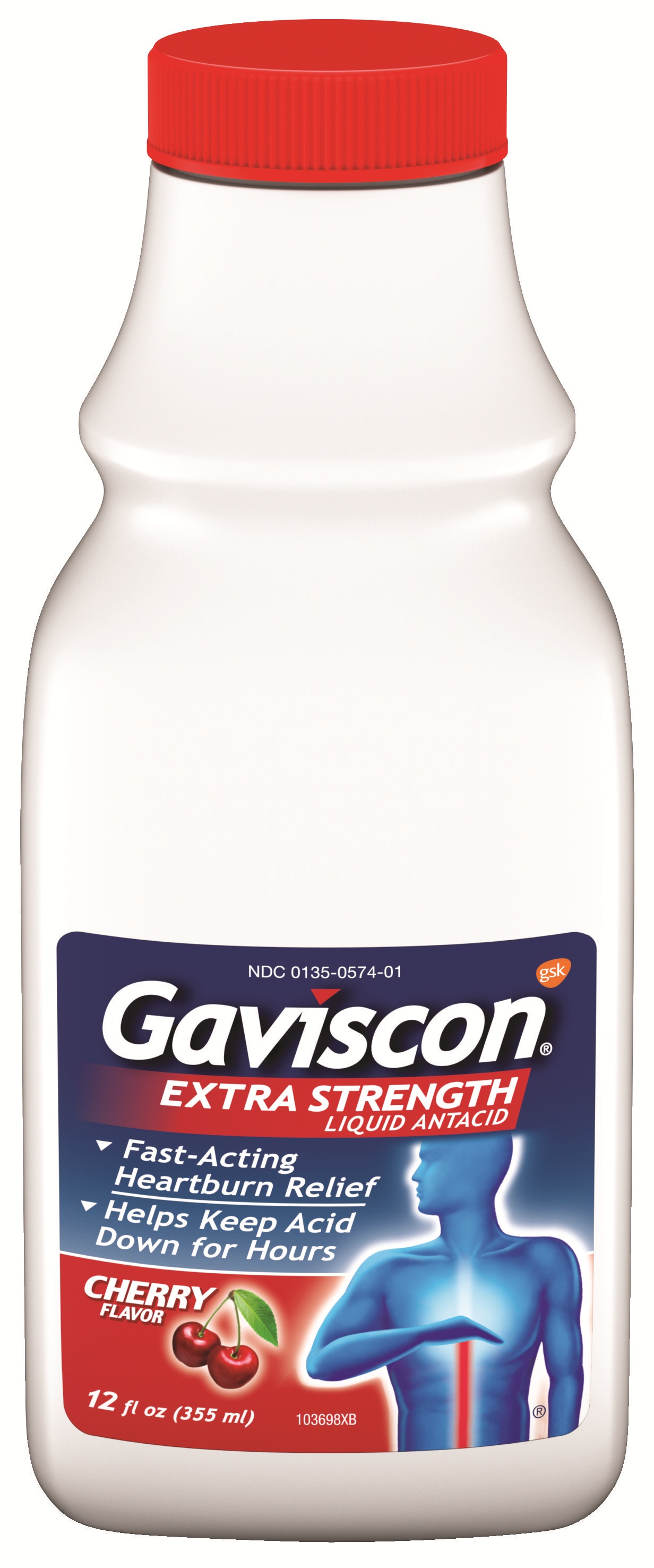 Gaviscon Cherry Flavor Extra Strength Antacid Liquid, 12 Fluid Ounce ...
