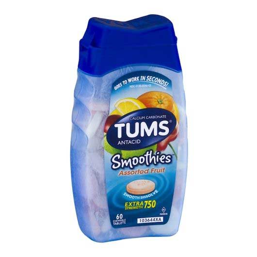 Tums Extra Strength 750 Smoothies Assorted Fruit Chewable Tablet - 60 ...