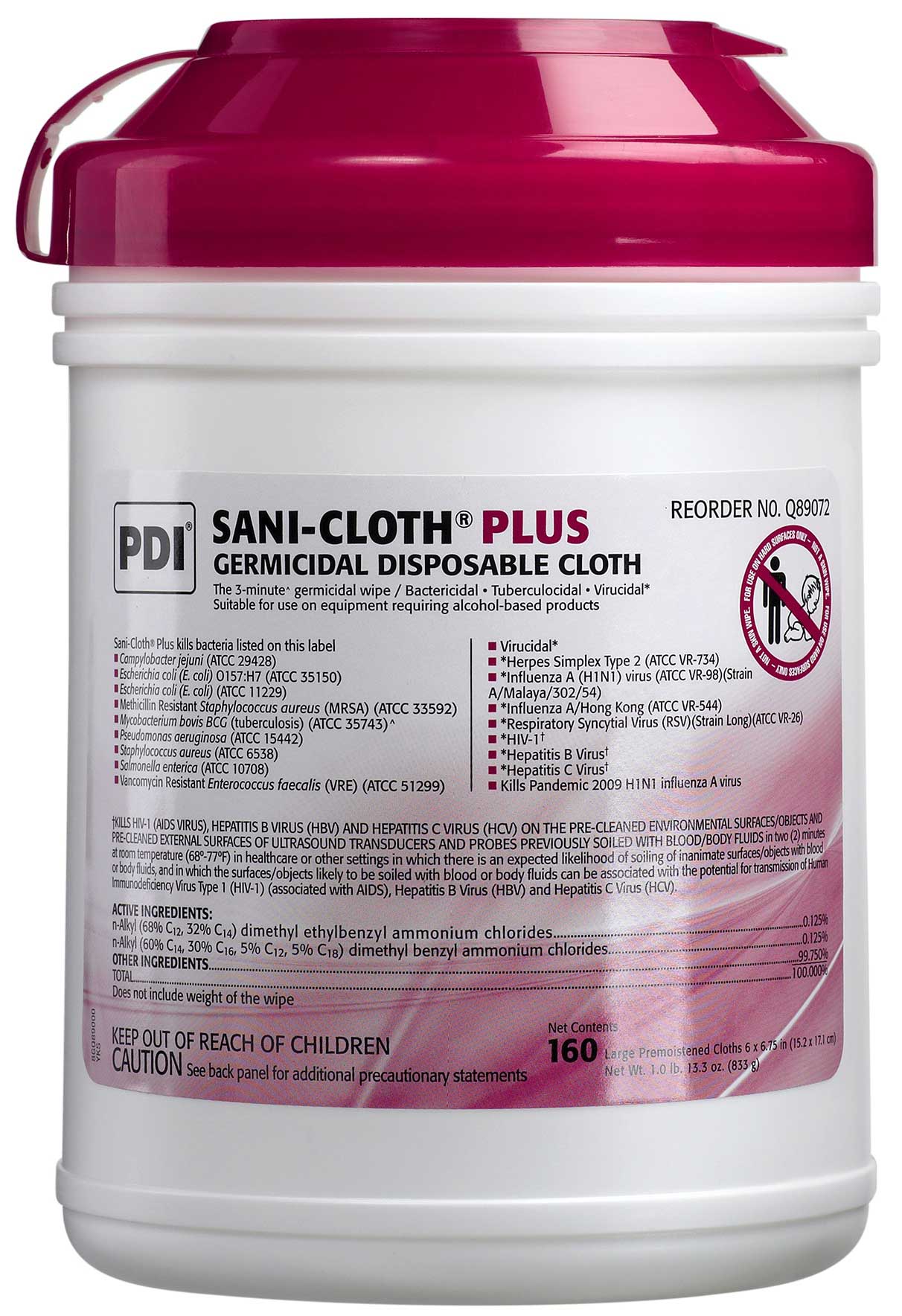 Sani Professional Sani Cloth Plus 6 x 6.75 inch Disinfectant Wipes, 160 ...