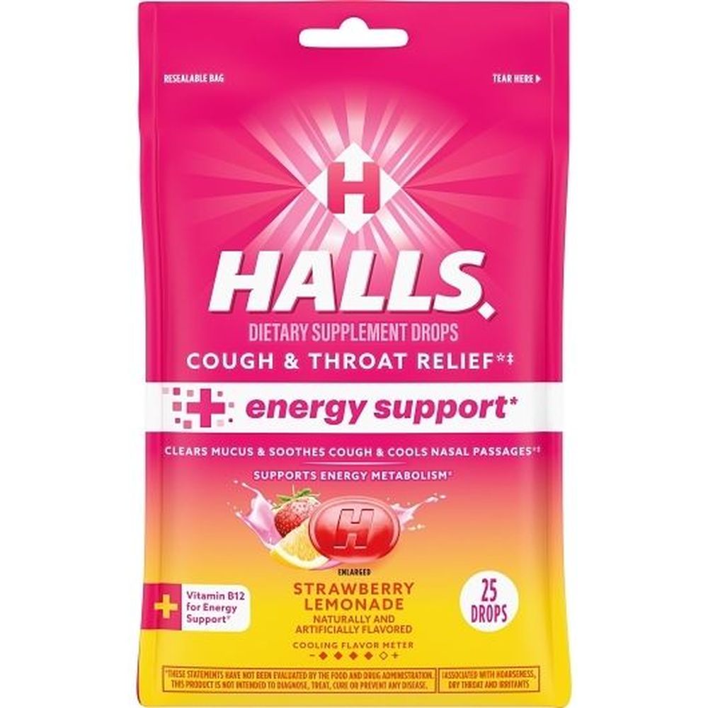 Halls Strawberry Lemonade Cough Drops, 25 count -- 48 per case