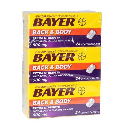 Bayer Back and Body Extra Strength Caffeine Pain Reliever 500 mg Coated ...