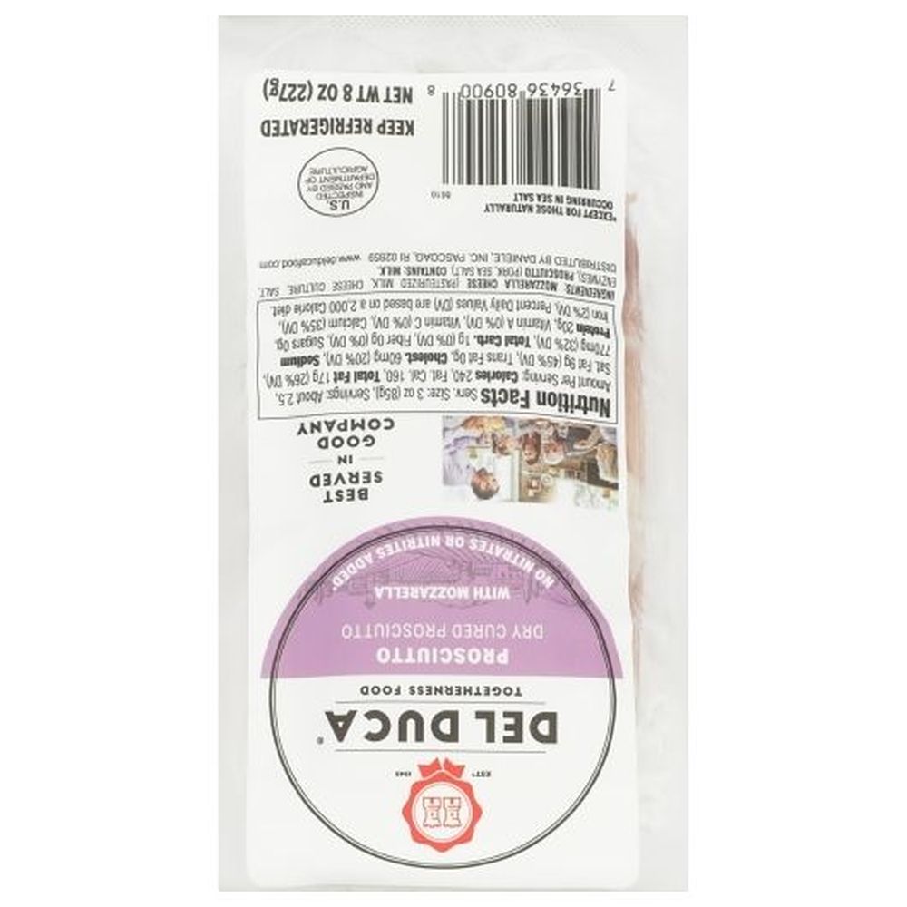 Del Duca Prosciutto and Mozzarella Snack Pack, 8 Ounce - 10 per case