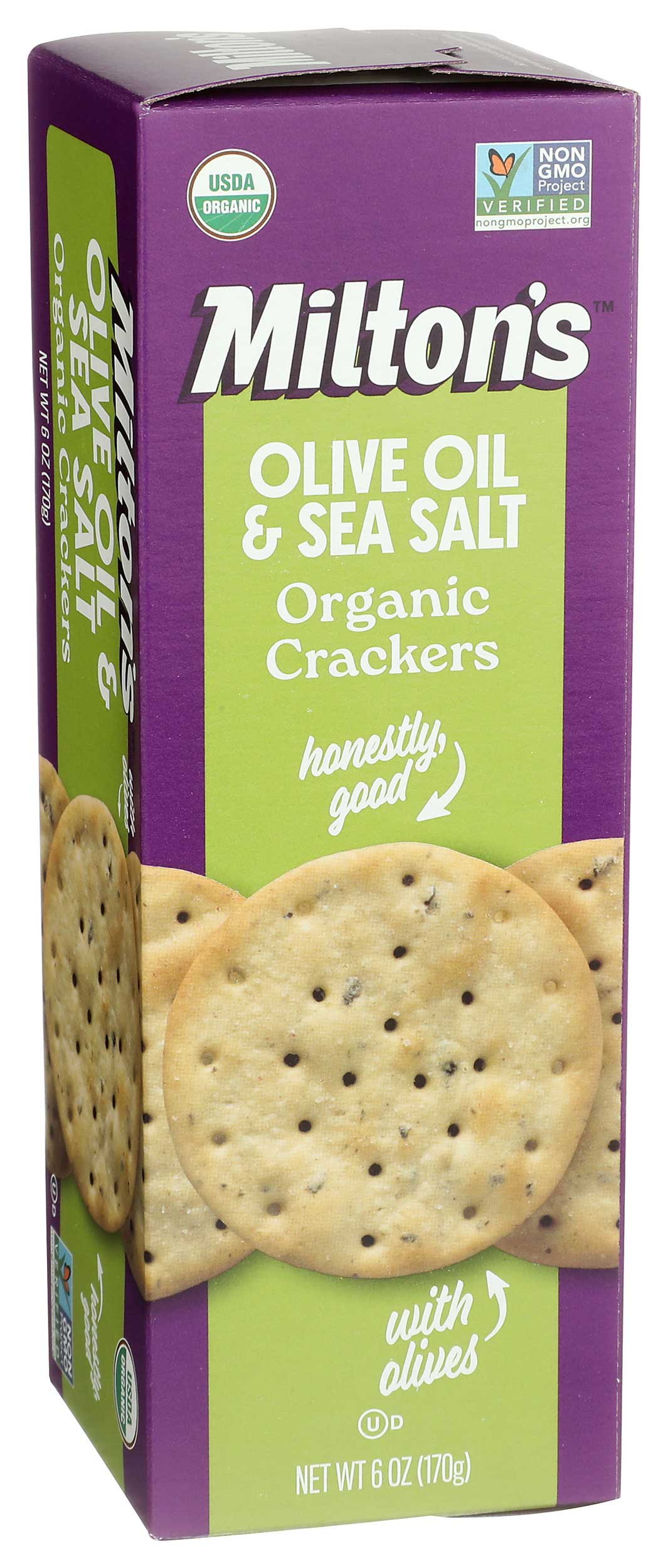 Milton's Organic Olive Oil and Sea Salt Cracker, 6 Ounce -- 8 per case